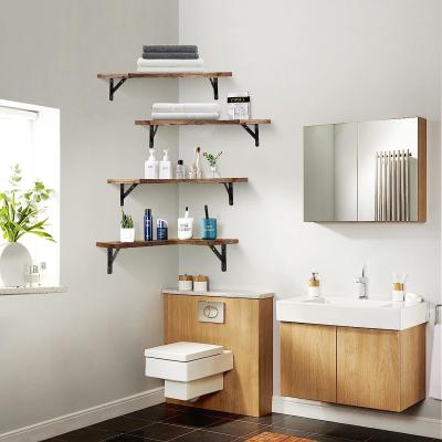 Cina Dimensioni personalizzate Materiale colore angolo di legno rustico scaffali galleggianti set a parete di 4 in vendita