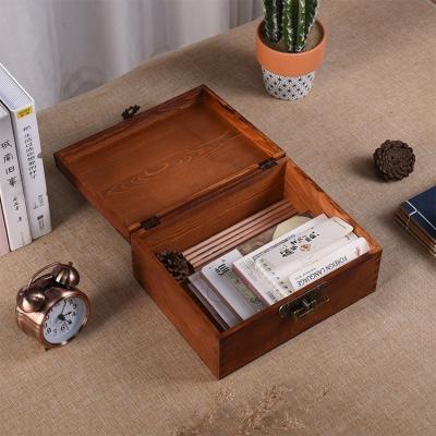 China Varnishing Handling Vintage Style Customized Small Wooden Wedding Photo Box with Lock for sale