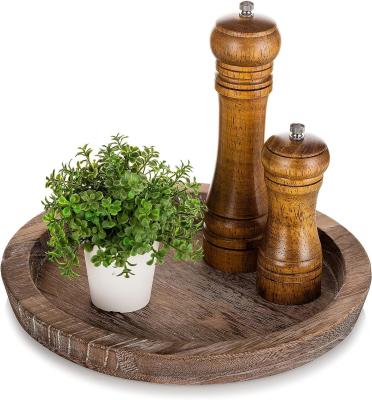 Cina Tavolo di servizio in legno su misura Decorazione di portacandele rustica rotonda per attrezzi e design per torte in vendita