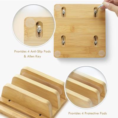 China Non-folding Rack Vertical Laptop Stand Customized Logo Double Stand Holder with Dock for sale