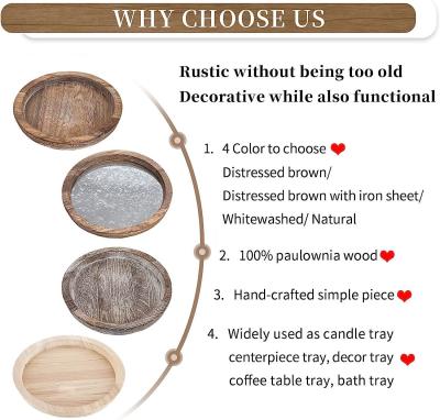 Cina Tavolo di servizio in legno su misura Decorazione di portacandele rustica rotonda per attrezzi e design per torte in vendita