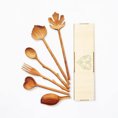 China Business Gifts 6-Piece Wooden Salad Spoons and Forks Set Free Sample Offered for sale
