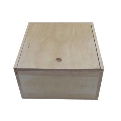 China Custom Logo Printed Pine Wooden Boxes with Sliding Lid Handmade and Plain Wood Color for sale