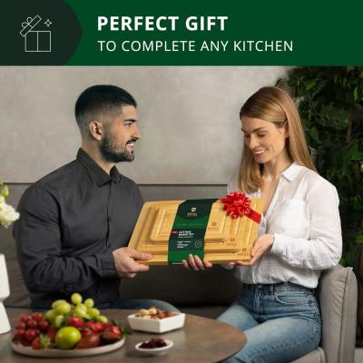 Cina Set di tavola da taglio extra grande in bambù naturale con scanalature per olio Set di 3 tavole da servizio in vendita