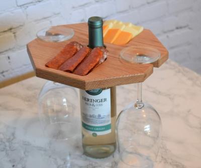 China Wood Wine Holder with High Quantity Advantage Portable Food Serving Tray Wine Bottle Tray for sale