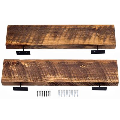 China Solid Oak Wooden Timber Block Floating Shelf Space-Saving Solution in Mango Acacia for sale