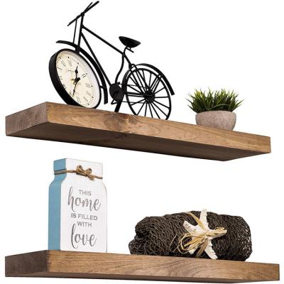 China Solid Oak Wooden Timber Block Floating Shelf Space-Saving Solution in Mango Acacia for sale
