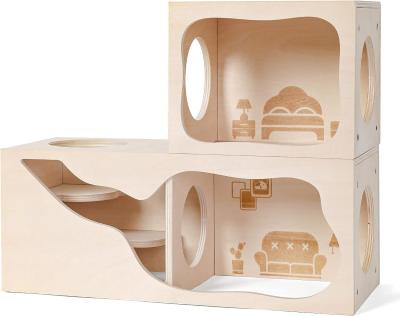 China Small Animals' Breathable Wooden House Customizable Chamber for Hiding and Exploring for sale