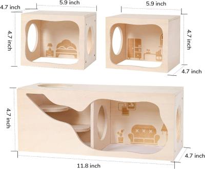 China Small Animals' Breathable Wooden House Customizable Chamber for Hiding and Exploring for sale