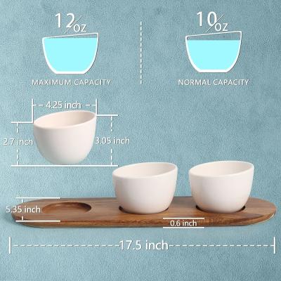 China Acacia Wooden Tray Chip and Dip Serving Set with Wooden Plain Color or Your Color for sale