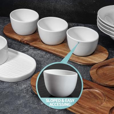 China Acacia Wooden Tray Chip and Dip Serving Set with Wooden Plain Color or Your Color for sale