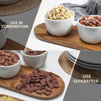 China Acacia Wooden Tray Chip and Dip Serving Set with Wooden Plain Color or Your Color for sale
