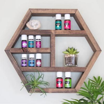 China NO Folded Multi-Layer Vintage Solid Wood Storage Shelf with Rustic Hexagon Design for sale