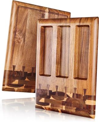 Cina Tavola da taglio di legno ecologica con scanalatura integrata e contenitori rimovibili in vendita