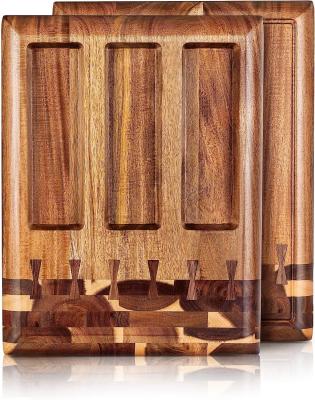 Cina Tavola da taglio di legno ecologica con scanalatura integrata e contenitori rimovibili in vendita