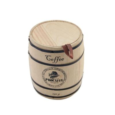 China Customizable Wooden Barrel Packaging for Coffee Gifts Free Sample Charge for sale