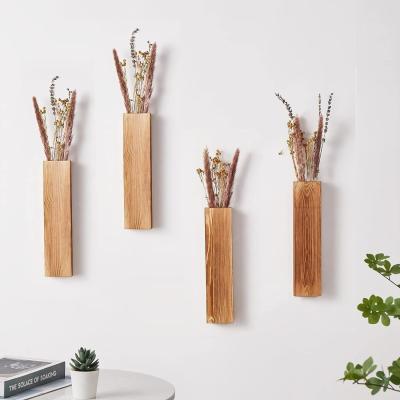 Cina Piante per interni Fiori essiccati e piante di verde finto Vasi da tasca per parete in legno 3 pacchetti in vendita