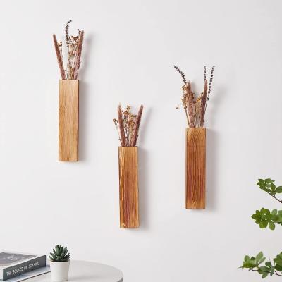 Cina Piante per interni Fiori essiccati e piante di verde finto Vasi da tasca per parete in legno 3 pacchetti in vendita