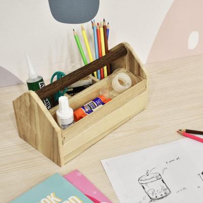 China Op maat gemaakte bestelling geaccepteerd Houten laden organisator Craft gereedschap opslagdoos met dennenhout / bamboe Te koop