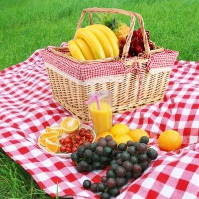 China Rural Wind Hand-Woven Cube Wicker Garden Picnic Storage Baskets with Handle 30x20x15cm Stocked for sale