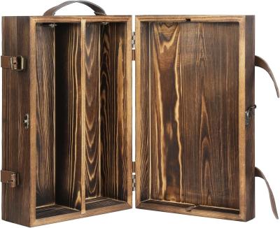 Cina Scatola di vino a doppia bottiglia 34x20x10 cm personalizzata con coperchio chiuso e maniglia in pelle in vendita