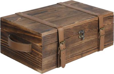 Cina Scatola di vino a doppia bottiglia 34x20x10 cm personalizzata con coperchio chiuso e maniglia in pelle in vendita