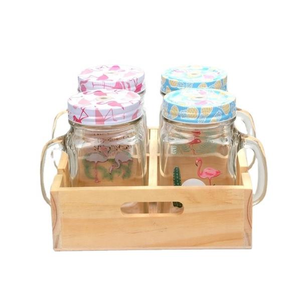 Stylish and Transparent Glass Storage Jar with Colored Plastic Cover 100% Food Safe