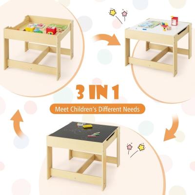 China Children Wooden Activity Table and 2 Chairs Kids Learning Toy Set with Storage Drawer for sale