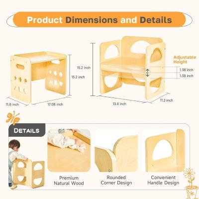 China Custom Wood 1-3 Year Old Kids Adjustable Height Chair Step Stool for Living Room for sale