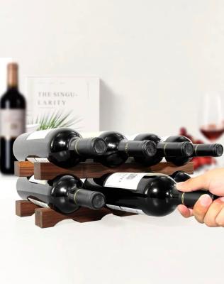 China Tabletop Wine Bottle Rack Wooden Wine Display Shelf for Space-Saving Organization for sale