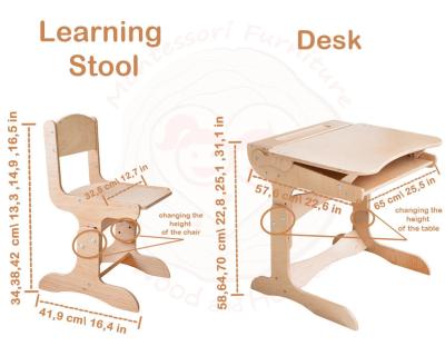 Cina Montessori Kids Study Furniture Set Dimensioni personalizzate Scrivania e sedia in legno con tavolo in gesso in vendita