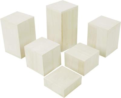 China Wooden Display Stand for Jewelry and Accessories 6 Pcs Square Risers in Burned Print for sale