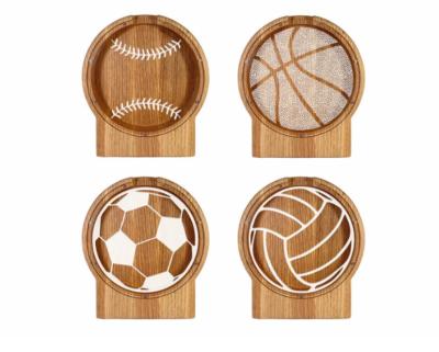 Cina Logo personalizzato Piggy Bank di legno Bambini Risparmio sportivo Tematica di baseball colore semplice in vendita