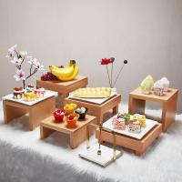 China Solid Beech Wood Multi Functional Dessert Display Rack for Modern Sushi Cake Buffet Stand for sale