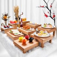 China Solid Beech Wood Multi Functional Dessert Display Rack for Modern Sushi Cake Buffet Stand for sale