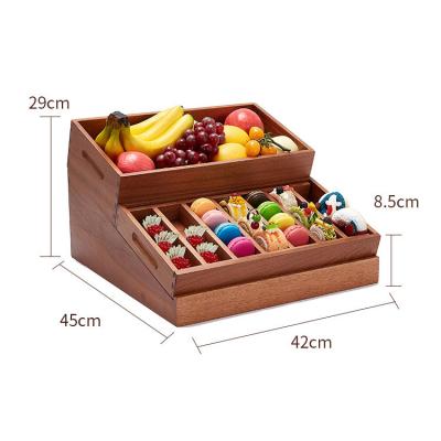 China Multifunktioneel Hout Brood Vruchten Planten Berging Kist Voedsel Brood Display Box 20x20x30cm Te koop