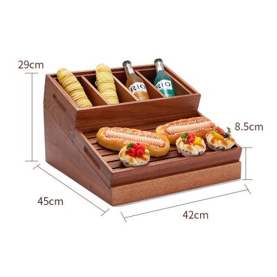 China Multifunktioneel Hout Brood Vruchten Planten Berging Kist Voedsel Brood Display Box 20x20x30cm Te koop