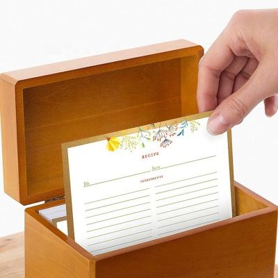 China Convenient 250 Recipe Card Storage in Pine Wood Kitchen Recipe Box 6.9
