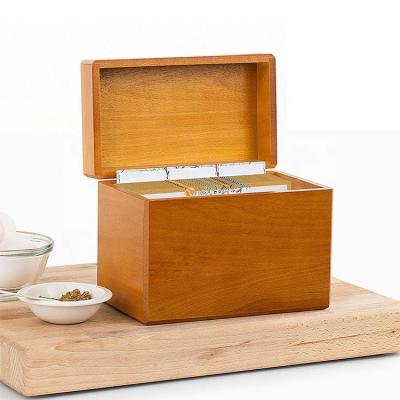 China Convenient 250 Recipe Card Storage in Pine Wood Kitchen Recipe Box 6.9