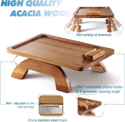 China High Quantity Bamboo Sofa Tray Table Arm Foldable Clip For Couch Standing Type Custom for sale