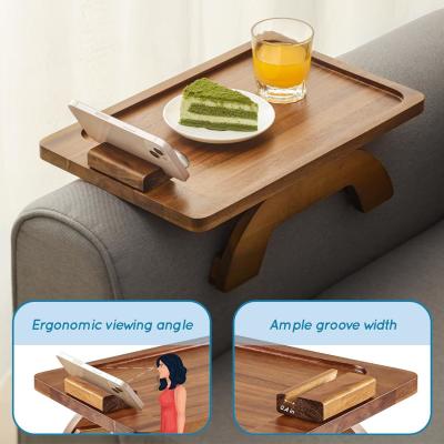 China High Quantity Bamboo Sofa Tray Table Arm Foldable Clip For Couch Standing Type Custom for sale