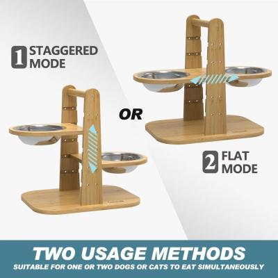 China Pet Food Bowl Stand Bamboo Elevated Feeder Stand for Adjustable Height NO LCD Display for sale