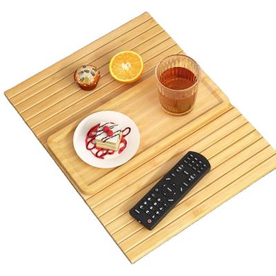 Stockt Bambus-Sofa Arm Tray Tisch Große Couch Taschenhalter Tray für Telefon Tassen Fernbedienung