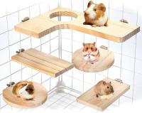 Quality Wooden Platform for Hamster Cage L-Shaped Round Hole 5Pcs Pedal Toys Customized for sale