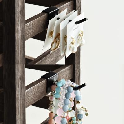 China Removable Metal Hooks Wooden Jewelry Display Rack for Earring Card Display Holder Stand for sale