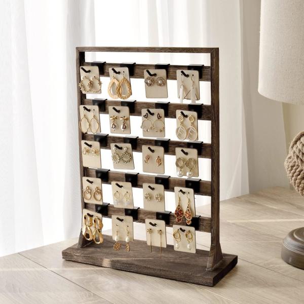 Quality Home Theme Earring Card Display Holder Stand with Wooden Jewelry Display Rack for sale