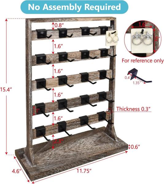 Quality Home Theme Earring Card Display Holder Stand with Wooden Jewelry Display Rack for sale