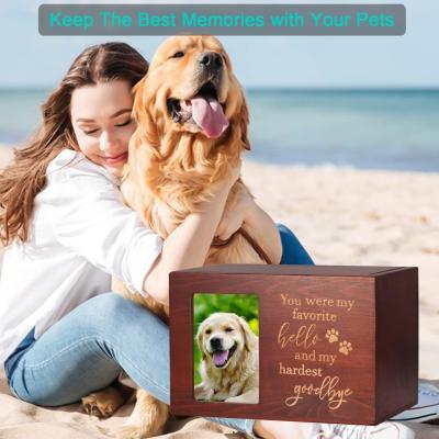 China Pet Ashes Wooden Funeral Cremation Urns with Photo Frame Keepsake Memory Box Advantage for sale