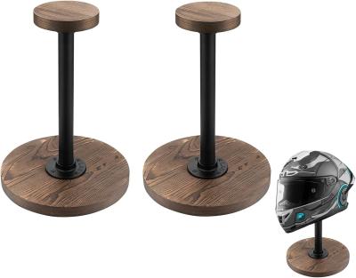 China Tabletop Helmet Display Stand with Unfinished Birch Wood Color and Industrial Style for sale