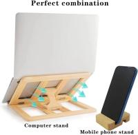 China Customized Logo Foldable Wooden Laptop Riser Adjustable Computer Stand for sale